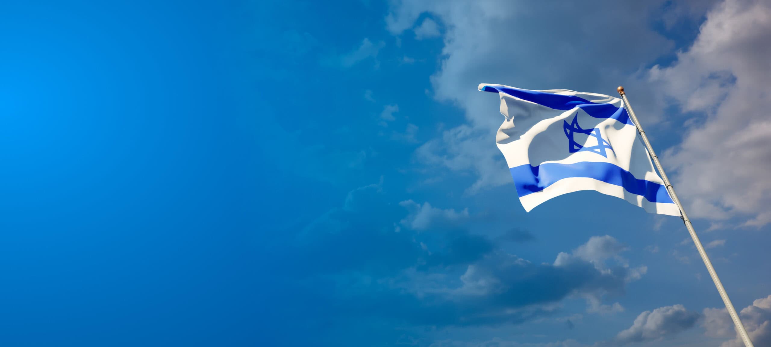 Israel national flag with blank text space on wide background ...
